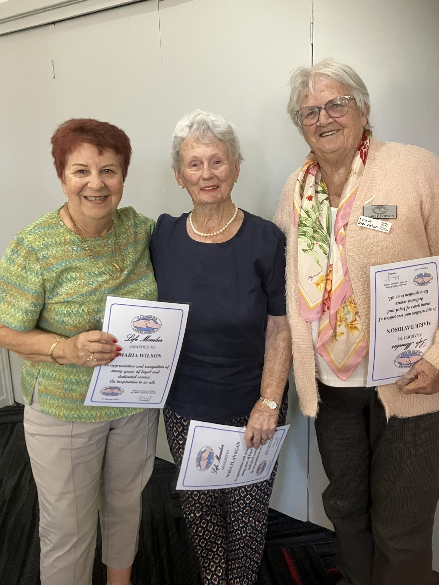 Further Life Members Acknowledged - Illawarra Cancer Carers